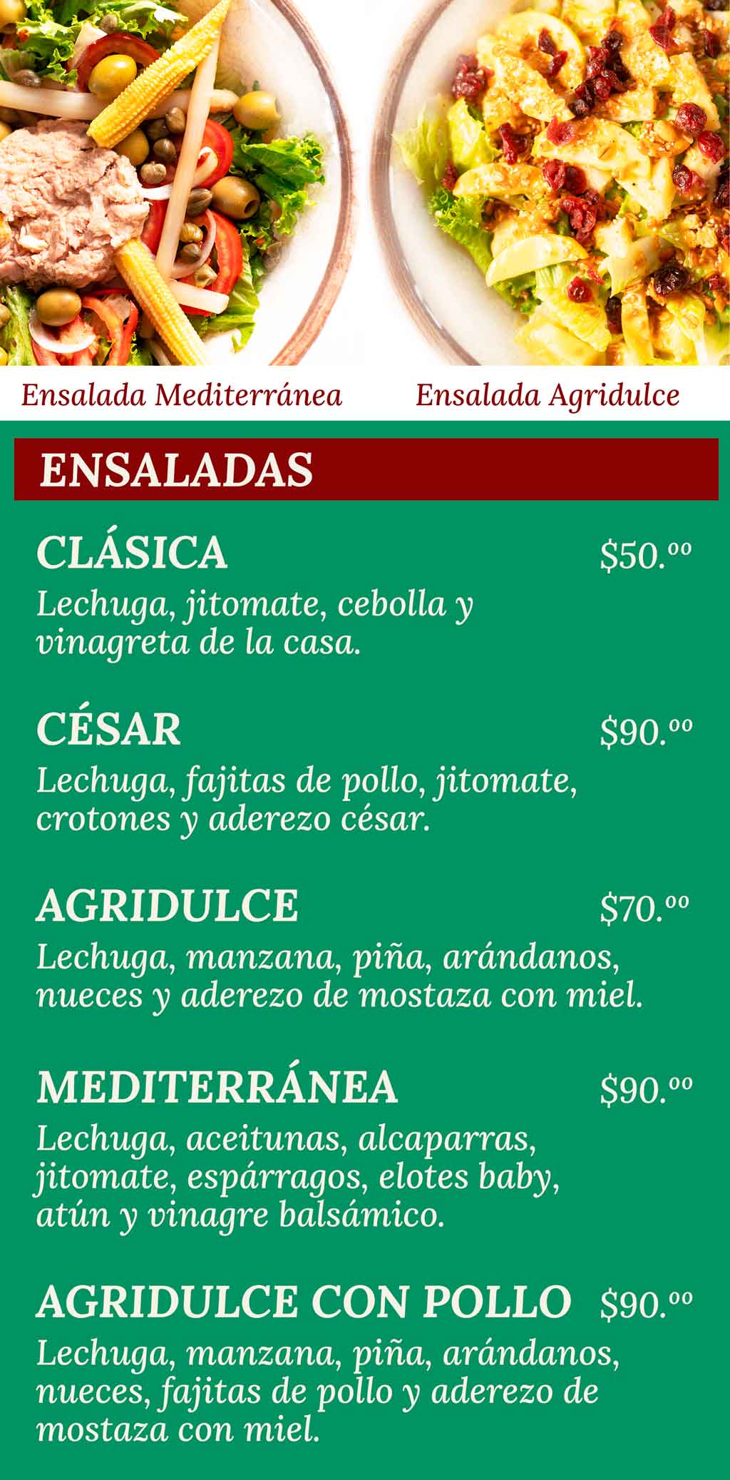 Menú – Hotel Pozo Viejo